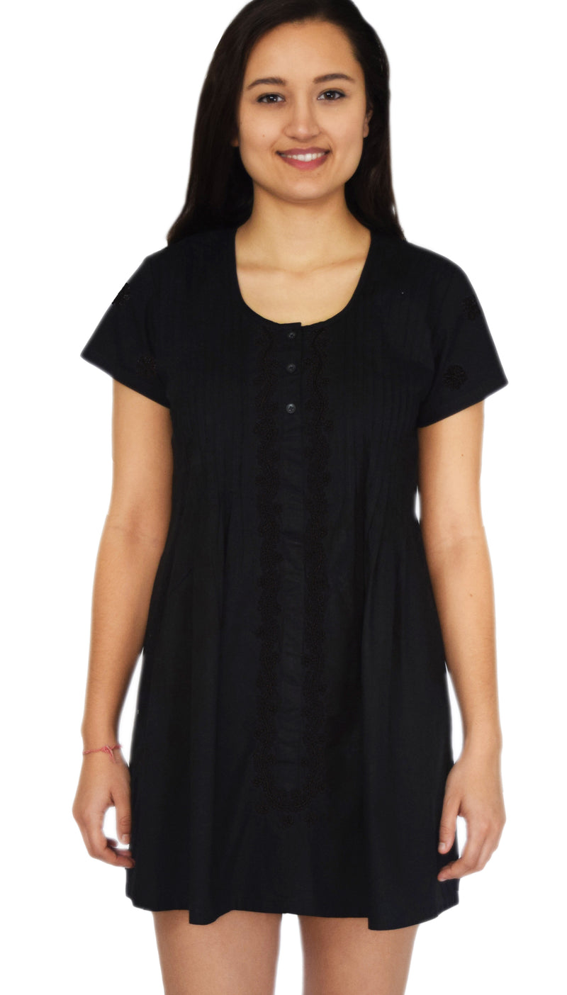 LILY Pure Cotton Hand Embroidered Long Placket Dress, Tunic, Kurti ...